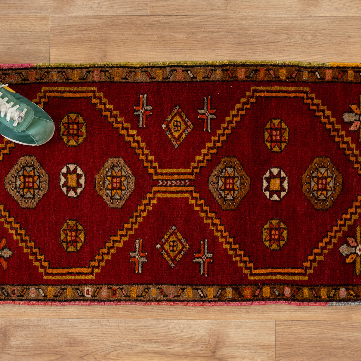 Nomadic Vintage Rugs – Handmade Turkish Mini Rug 3'2" X 1'8"